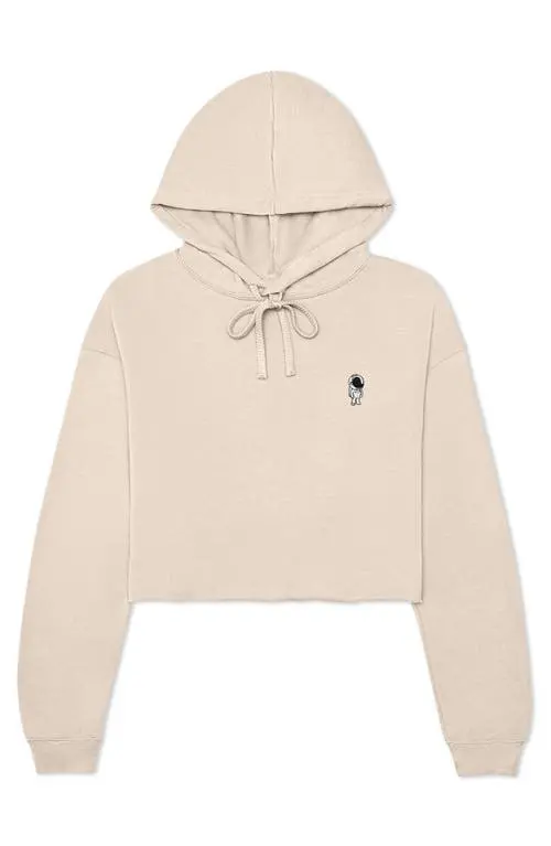 DALIX Astronaut Cropped Fleece Hoodie - Heather Dust