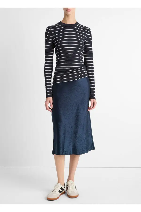 Vince Striped Cotton-blend Long-sleeve T-shirt - Blue / Multicolor