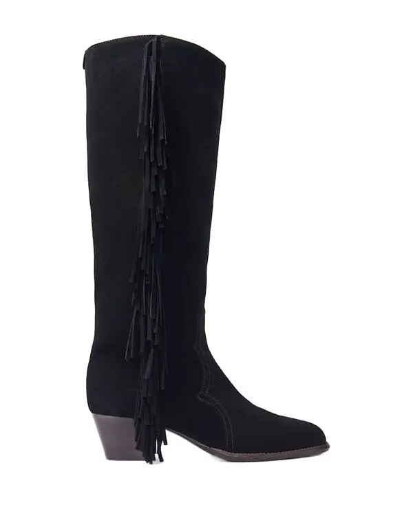 Maje Fringed Suede Cowboy Boots