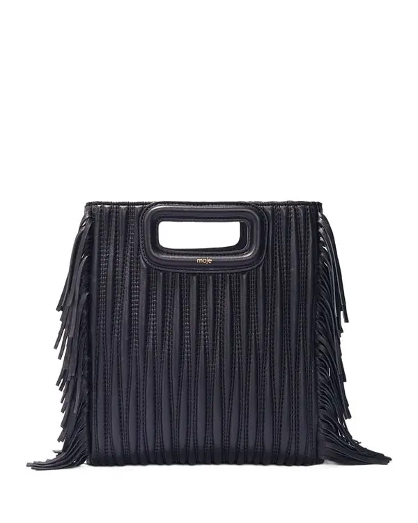 Maje Quilted Leather M Bag - Black