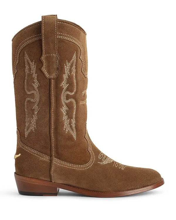 Zadig&Voltaire Tex Almond Toe Western Boots - Cognac