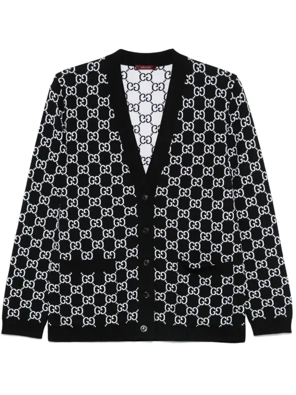 Gucci Gg Jacquard Reversible Cardigan - Black
