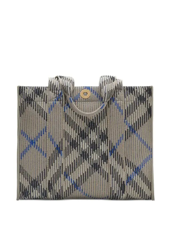 Burberry Check Knitted Tote Bag - Grey