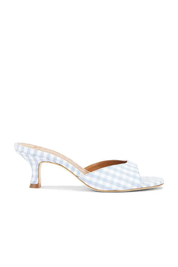 Staud Brigitte Mule - Sky Micro Check