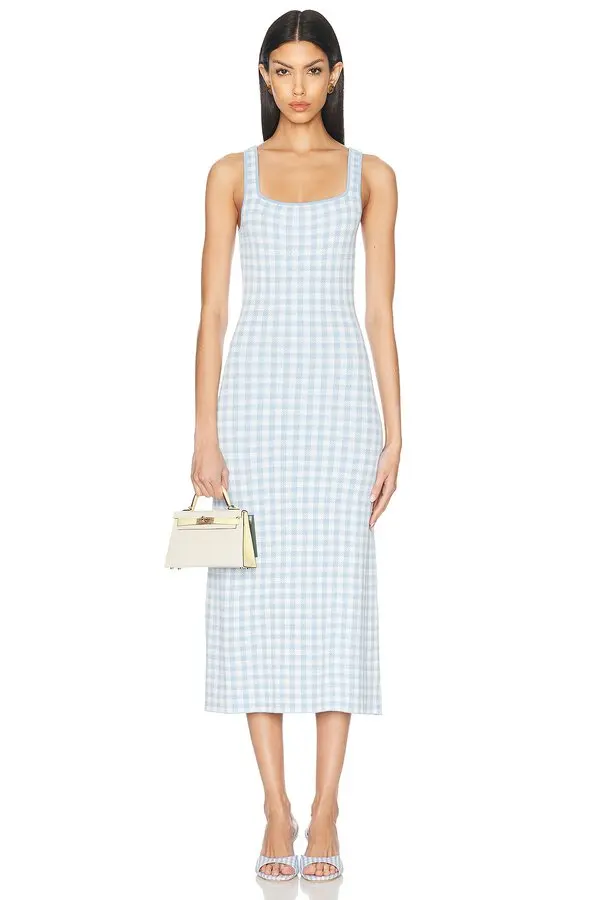 Staud Katie Dress - Sky Gingham