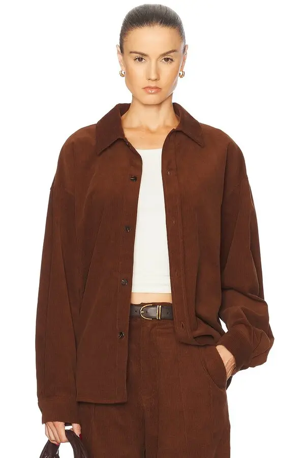WAO Oversized Corduroy Shirt - Brown