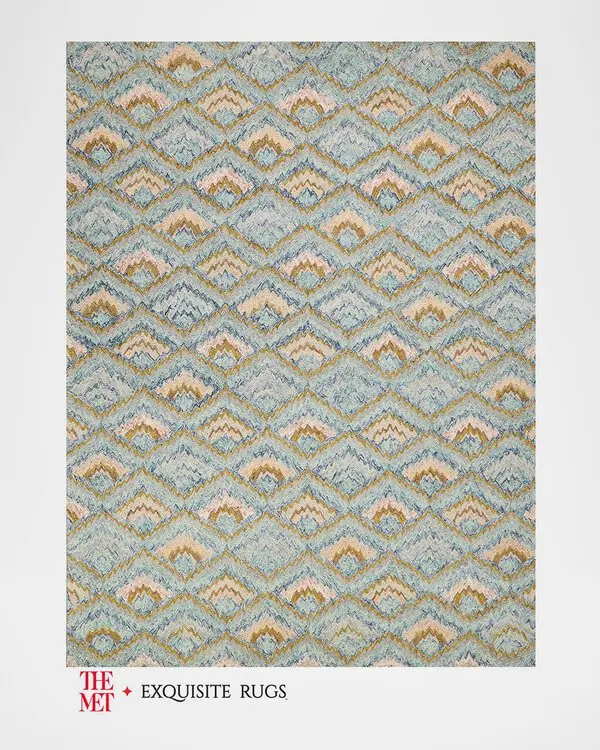 EXQUISITE RUGS X THE MET Bargello Hand-tufted Light Blue Multi Rug, 12' X 15