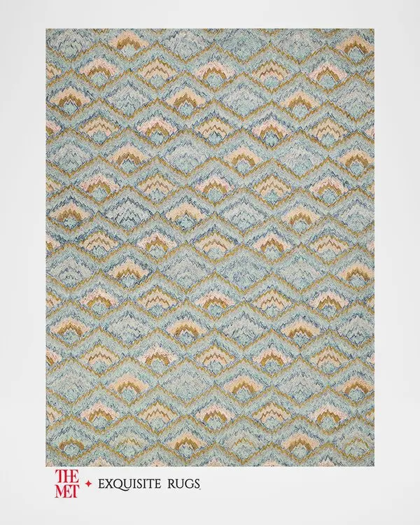 EXQUISITE RUGS X THE MET Bargello Hand-tufted Light Blue Multi Rug, 9' X 12