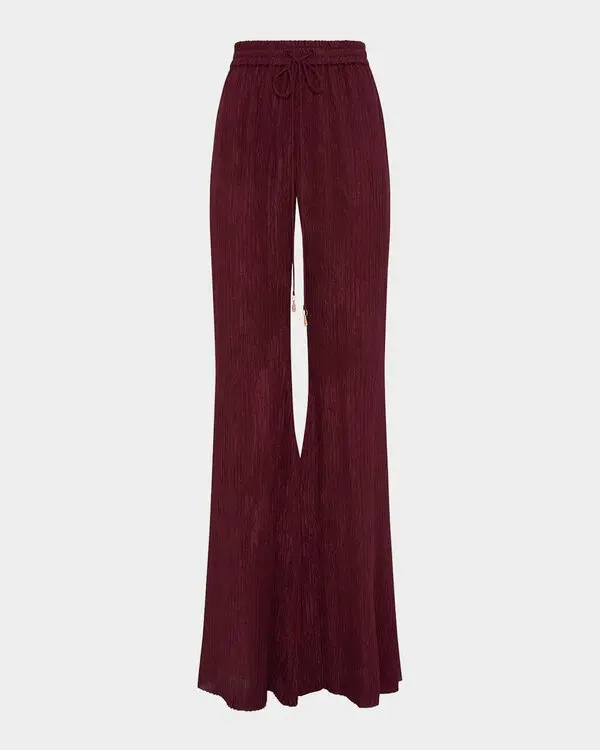 Gabriela Hearst Claude Crinkle Flared Pants - Bordeaux