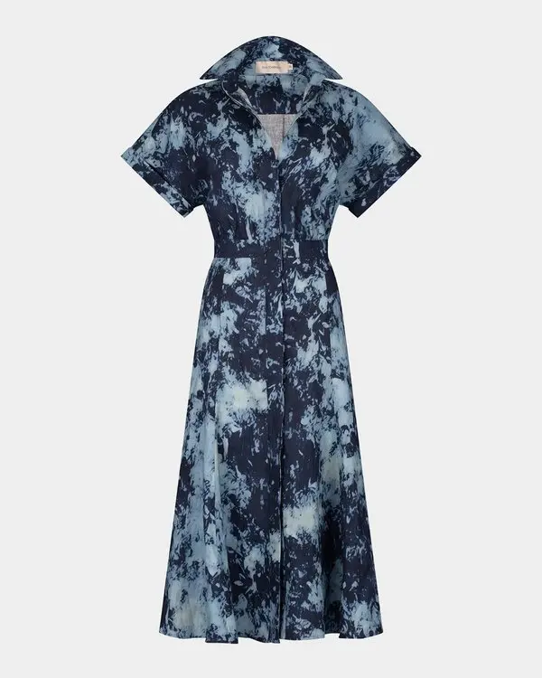 Silvia Tcherassi Noor Tie-dye Linen Shirtdress - Indigo