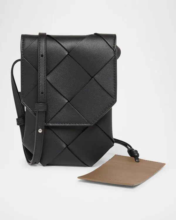 Bottega Veneta Diago Vertical Leather Phone Pouch - Nero-nero