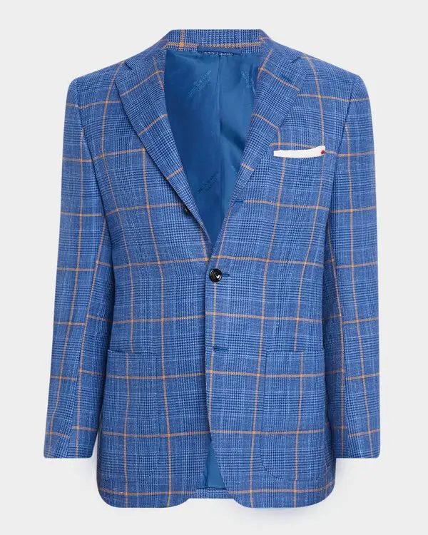 Kiton Plaid Sport Coat - Blu