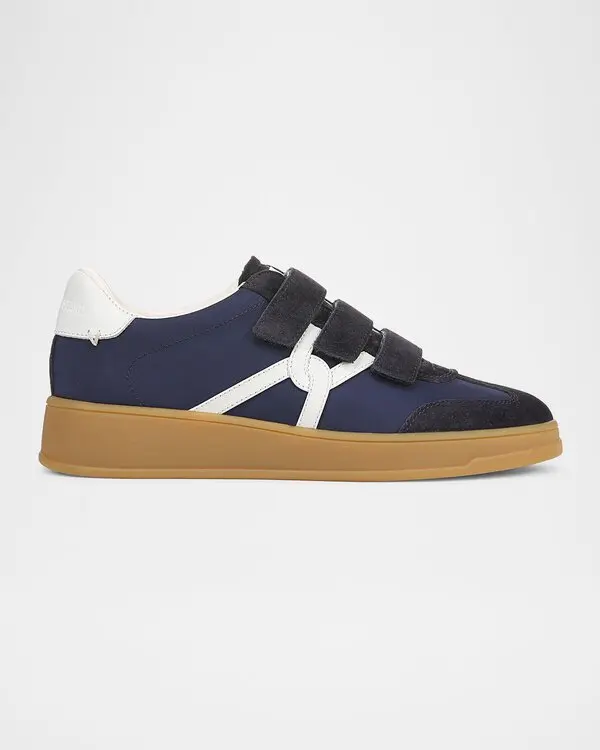 Veronica Beard Reagan Leather Sneakers - Deep Blue/coconut