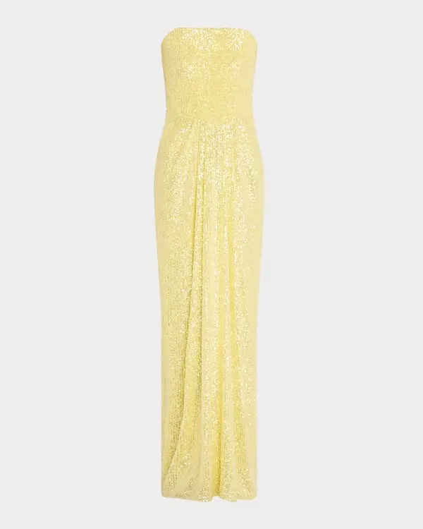 Pamella Roland Sequined Strapless Gown