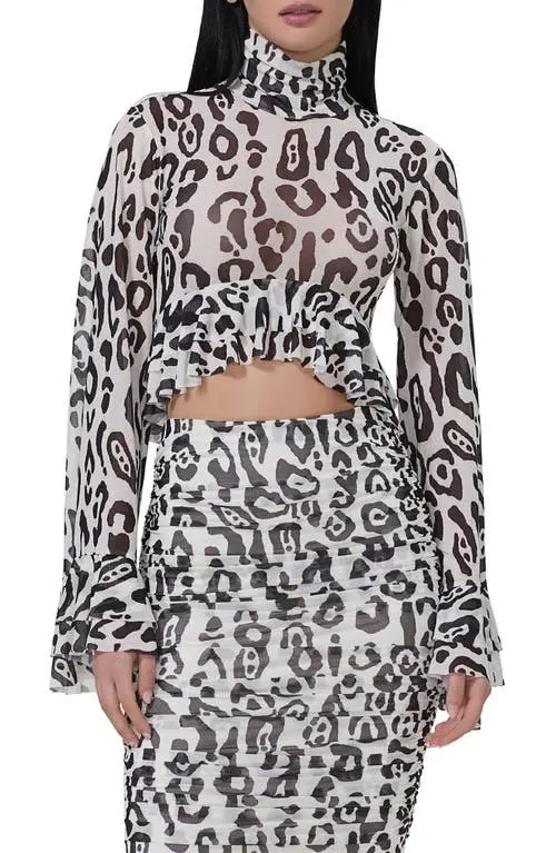 AFRM Pru Mesh High-low Crop Top - Stark Leopard