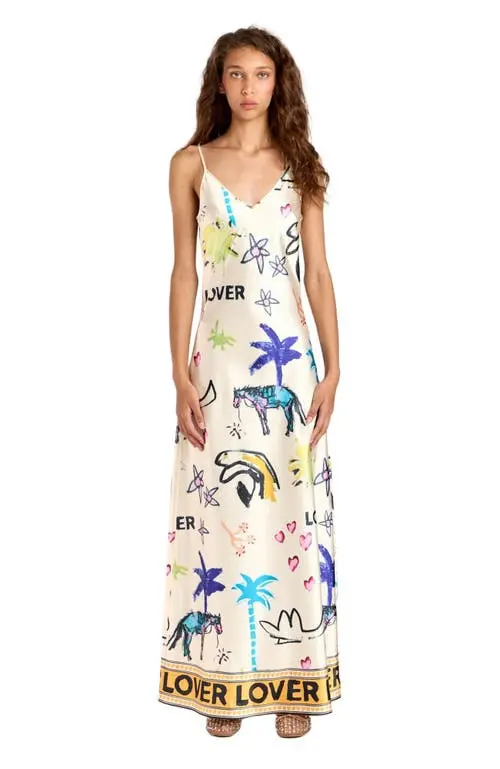 ROMY Lover Print Slip Dress