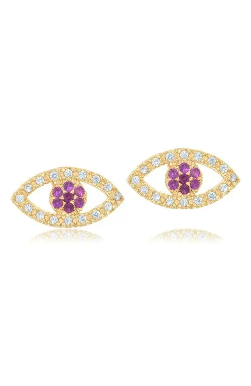 SHYMI Pavé Evil Eye Stud Earrings - Pink