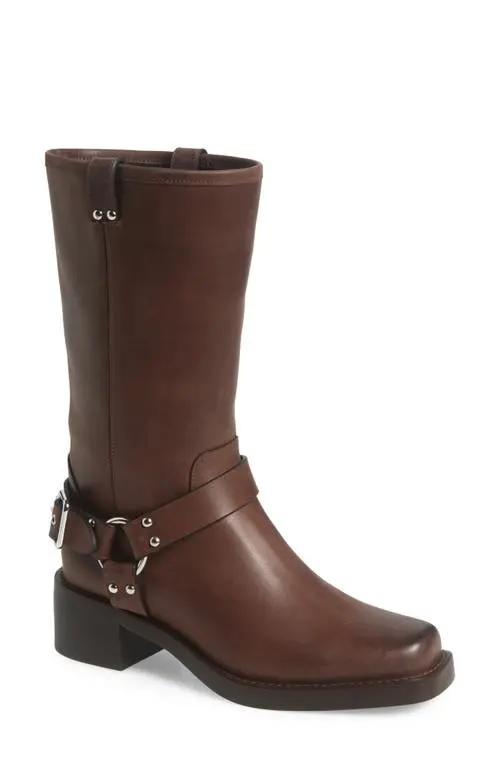 REFORMATION Francesca Moto Boots - Distressed Brown
