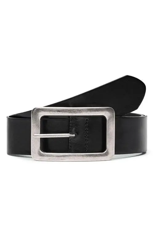 Mango Leather Belt With Square Buckle