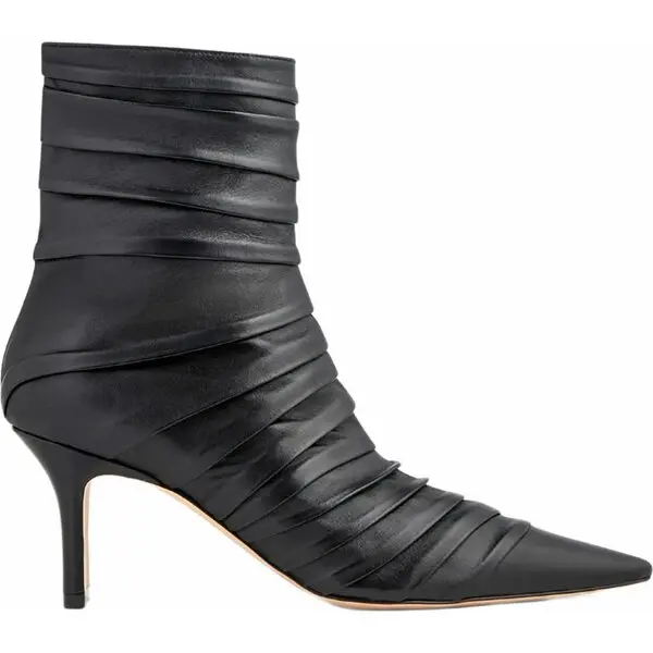 NEIL J. RODGERS Plisse Ankle Boot - Black Nappa