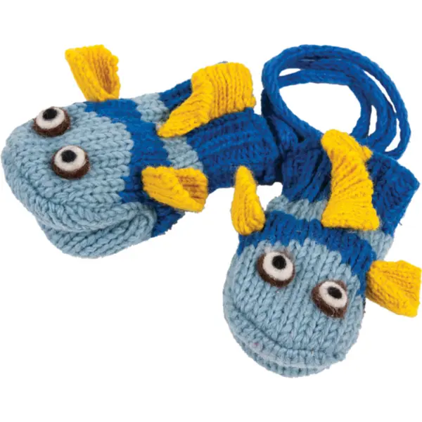 NIRVANNA DESIGNS Fish Mittens - Blue