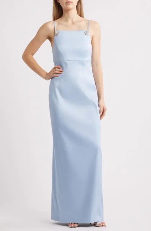 Sachin & Babi Pryce Crystal-strap Column Gown - Glacial Blue