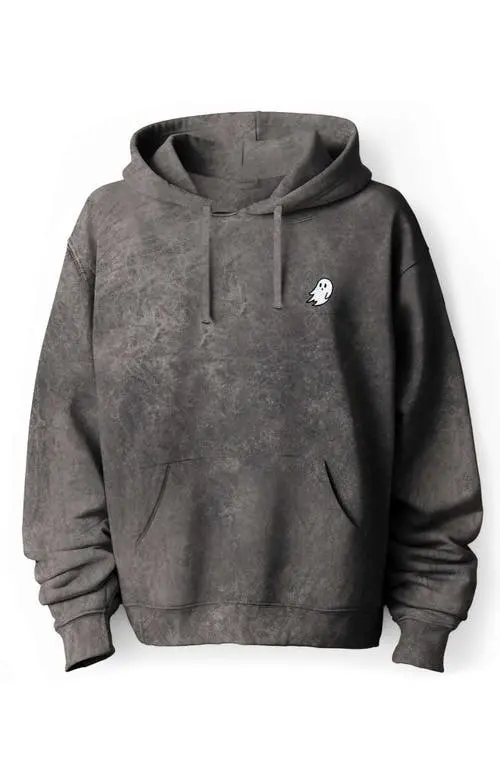 DALIX Ghost Embroidered Mineral Wash Hoodie - Gray