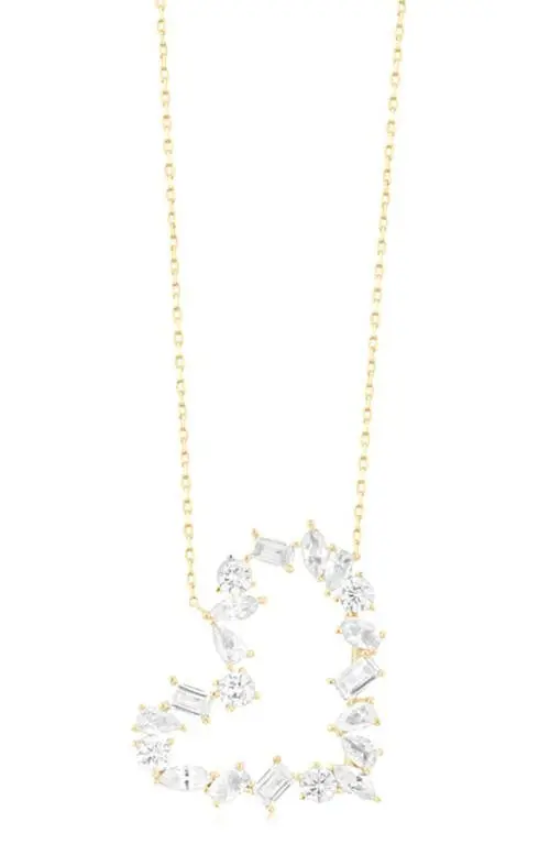 SHYMI Mixed Cubic Zirconia Heart Pendant Necklace - Gold