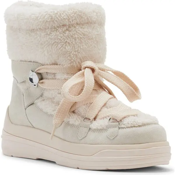Moncler Insolux Faux Fur Trim Snow Boots - Silk White