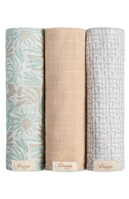 CRANE BABY 3-pack Assorted Cotton Swaddle Blankets