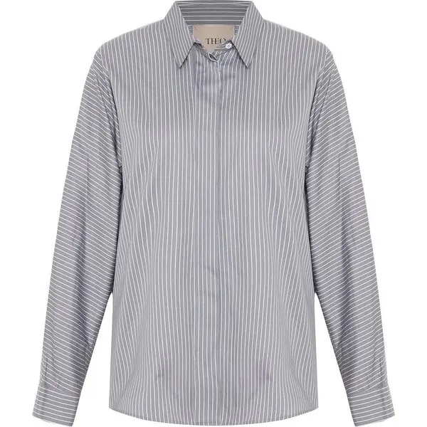 THEO THE LABEL Echo Back Button Dolman Shirt