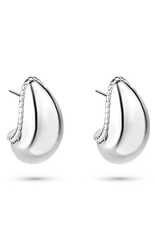 SHYMI Textured Bean Hoop Earrings - Silver