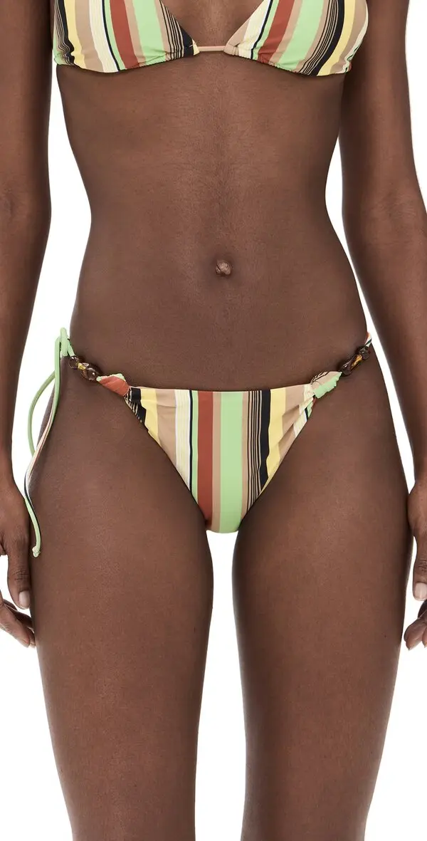 Sir The Label Poolside Striped Bikini Bottom - Palm Stripe