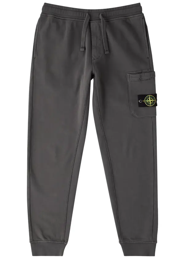 Stone Island Logo Cotton Sweatpants - Charcoal