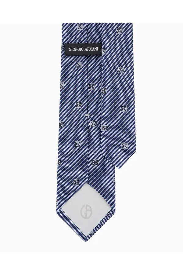 Giorgio Armani Pure Silk Jacquard Standard Neck Tie - Blue