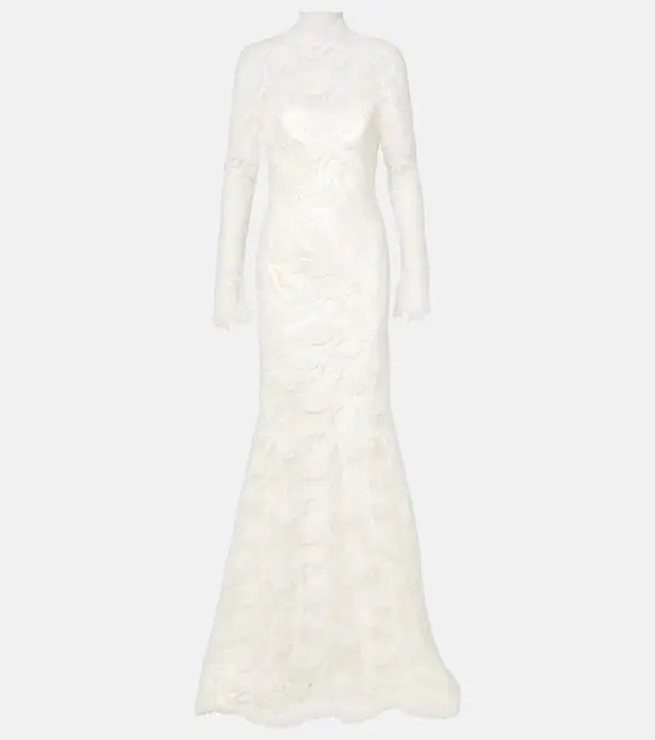 DANIELLE FRANKEL Bridal Adena Floral Lace-trimmed Gown