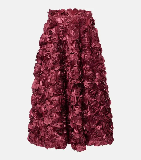 Remain Birger Christensen Sun Floral-appliqué High-rise Maxi Skirt - Red