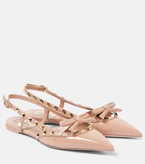Valentino Garavani Rockstud Bow Slingback Flats - Pink