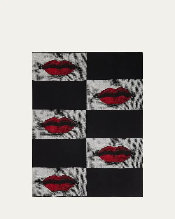 FORNASETTI Kiss Jacquard Wool Throw Blanket