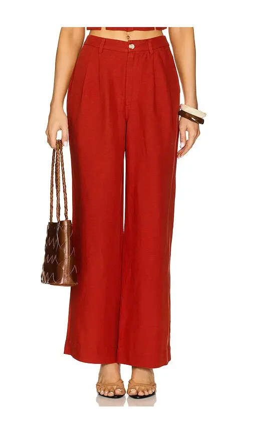 Onia Air Linen Pleated Trouser