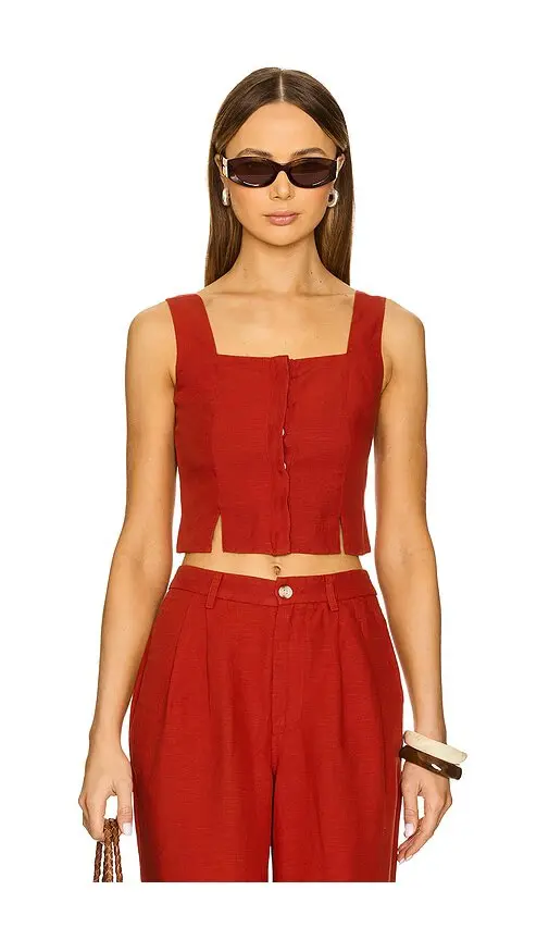Onia Air Linen Square Neck Top