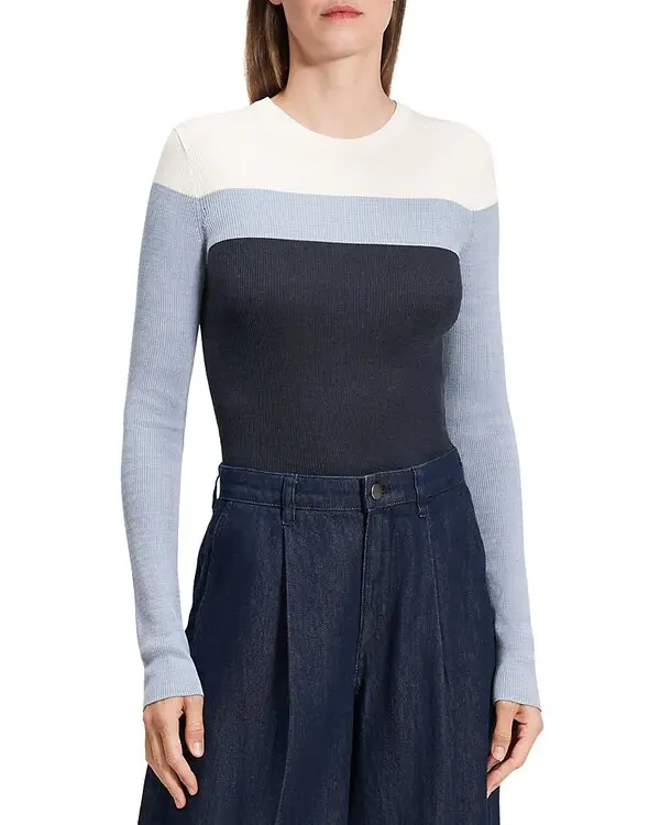 Theory Silk Color Blocked Top