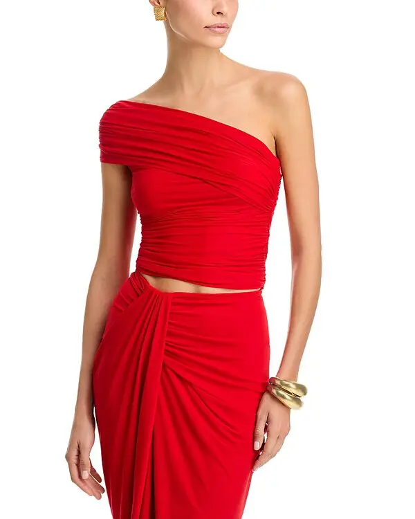 Ronny Kobo Ranada Ruched One Shoulder Top - Flame