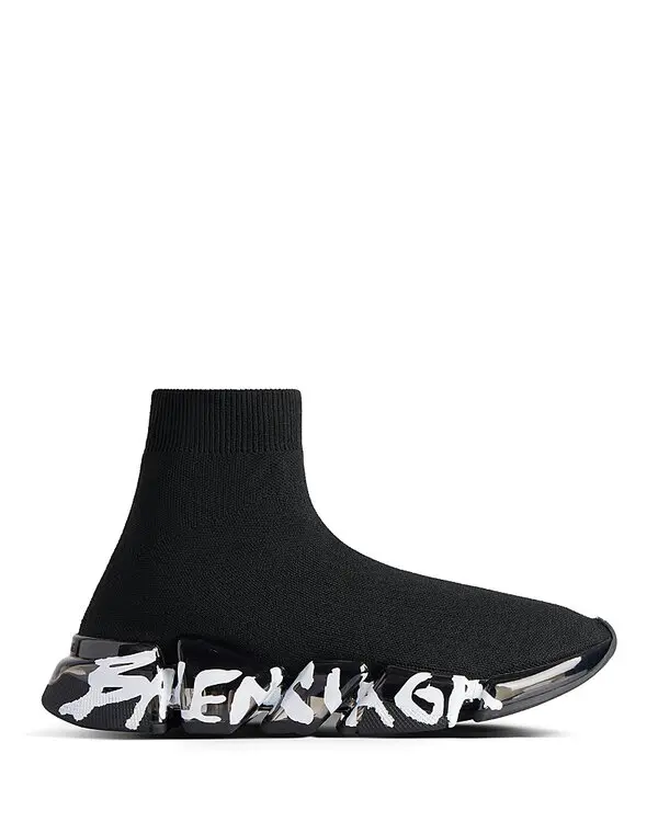 Balenciaga Speed 2.0 Knit High-top Sneakers - Gris/noir