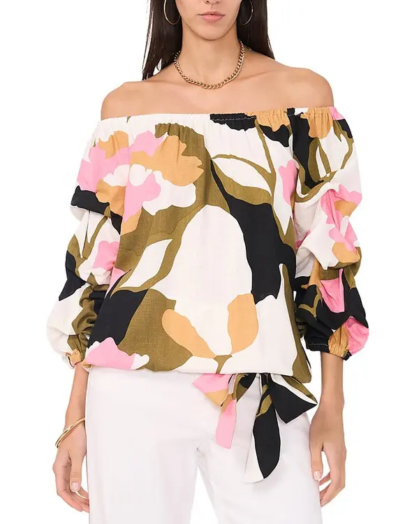 Vince Camuto Printed Off-the-shoulder Top - Blush