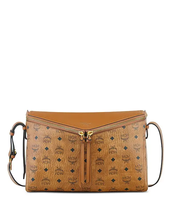 Mcm Diamant 3d Monogram Canvas Bag - Cognac