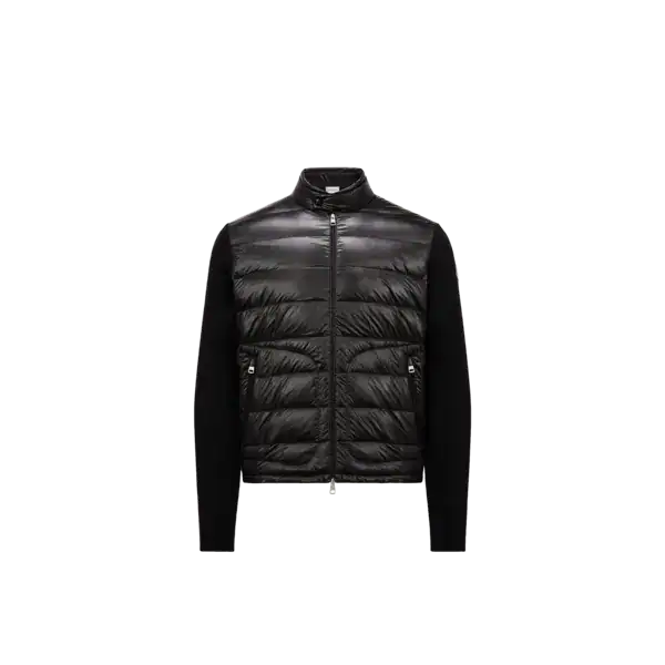 Moncler Padded Wool Zip-Up Cardigan - Black | Editorialist