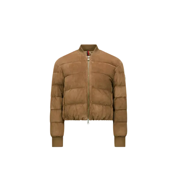 Moncler Pollet Suede Down Bomber Jacket - Brown