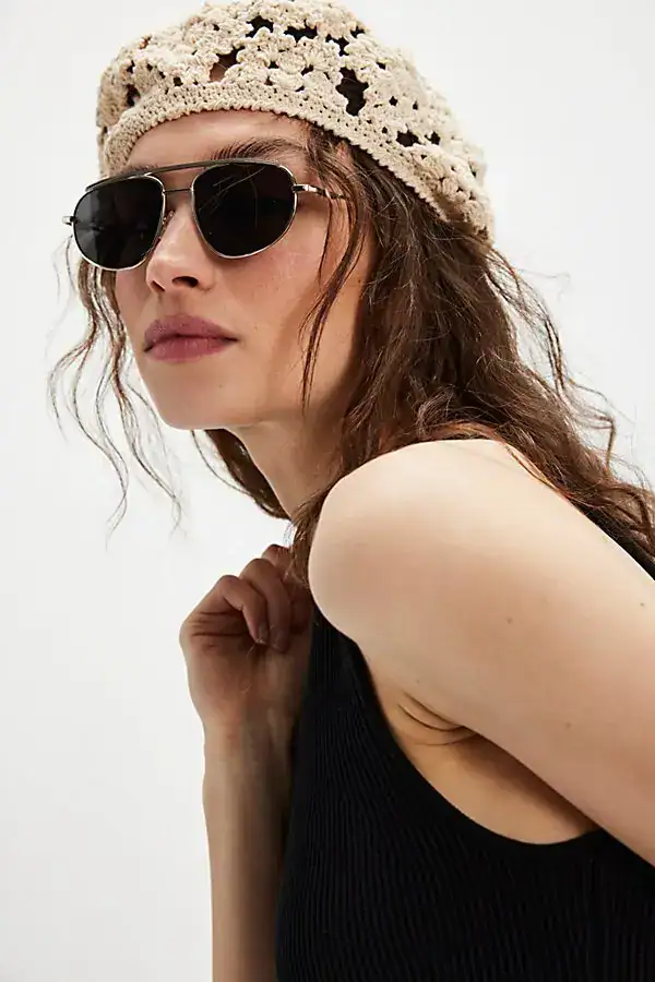 Free People Montez Metal Aviator Sunglasses In Silver 50% Off