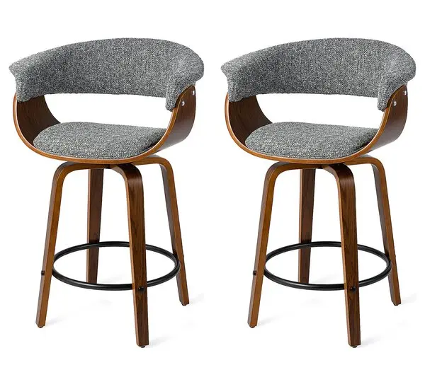 GLITZHOME Mid-century Modern Fabric Swivel Counter Stools S/2